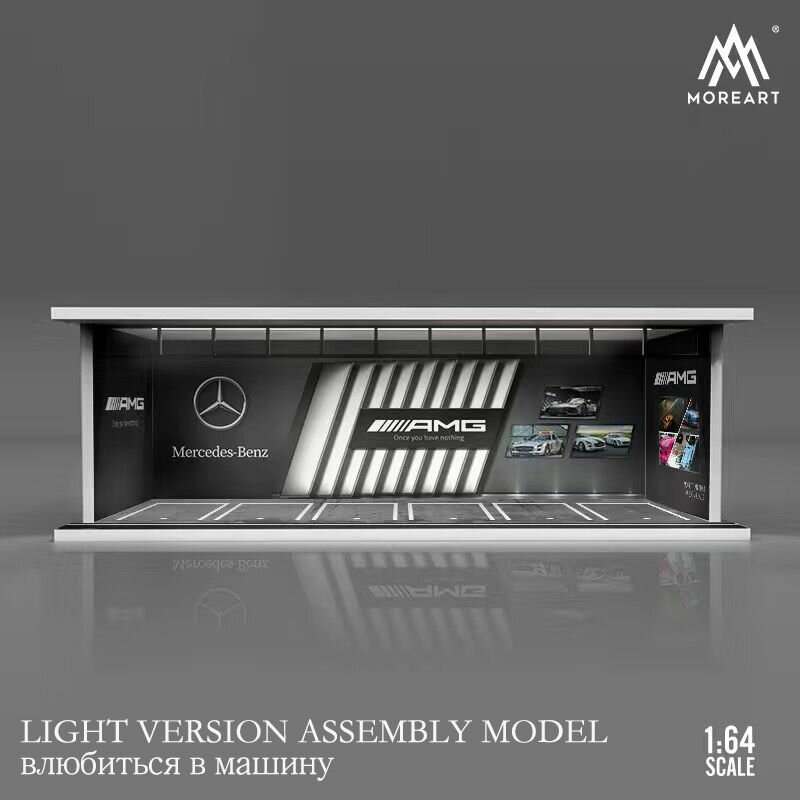 Диорама гараж MoreArt с подсветкой для машинок для моделей 1:64, Porsche LBWK NISSAN RWB BMW HKS ADVAN, Игрушечный гараж, парковка для машинок