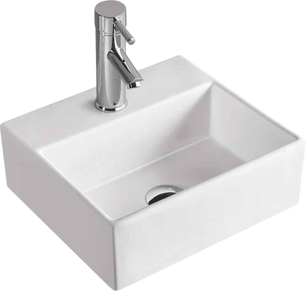 Раковина маленькая в туалет SantiLine SL-2001 33 мини, подвесная, прямоугольная, фаянсовая, белая, 33 см