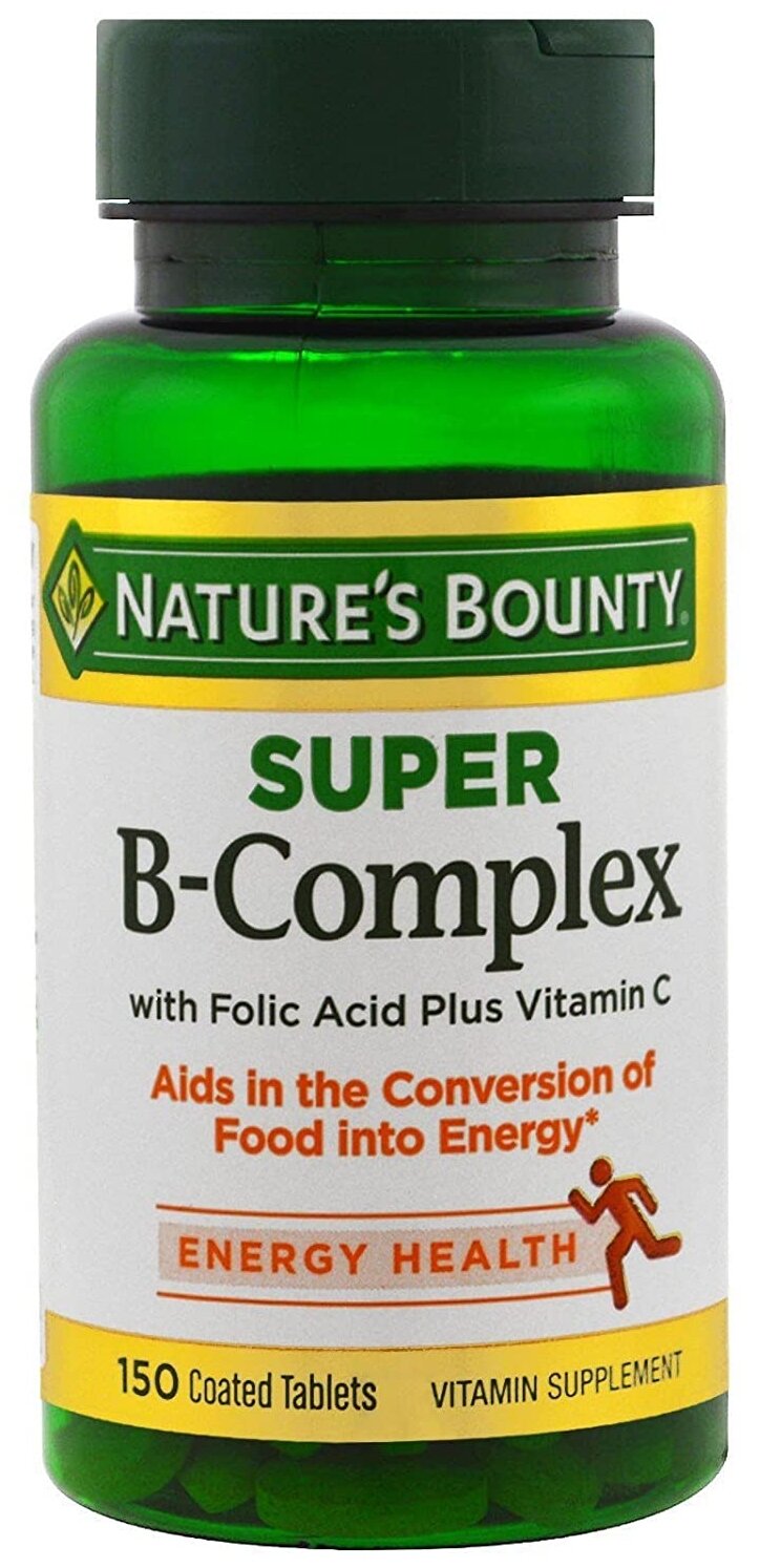 Nature's Bounty, Супер комплекс витаминов В с фолиевой кислотой и витамином С, 150 таблеток
