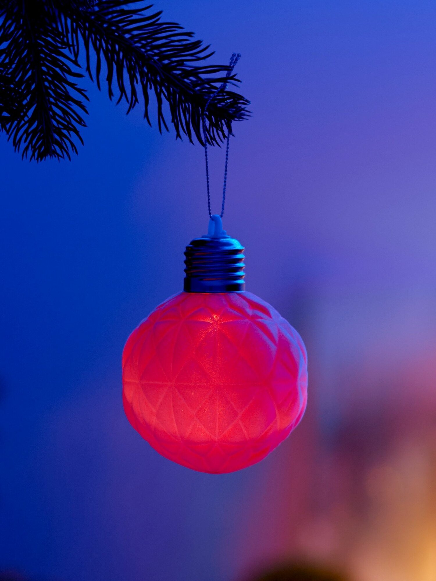 Ёлочный шар "Бархатный узор" от батареек, d 8 см, новогодний интерьерный декор, световая фигура, украшение на Новый год, игрушка на ёлку, 1 LED фонарик, свечение тёплое белое