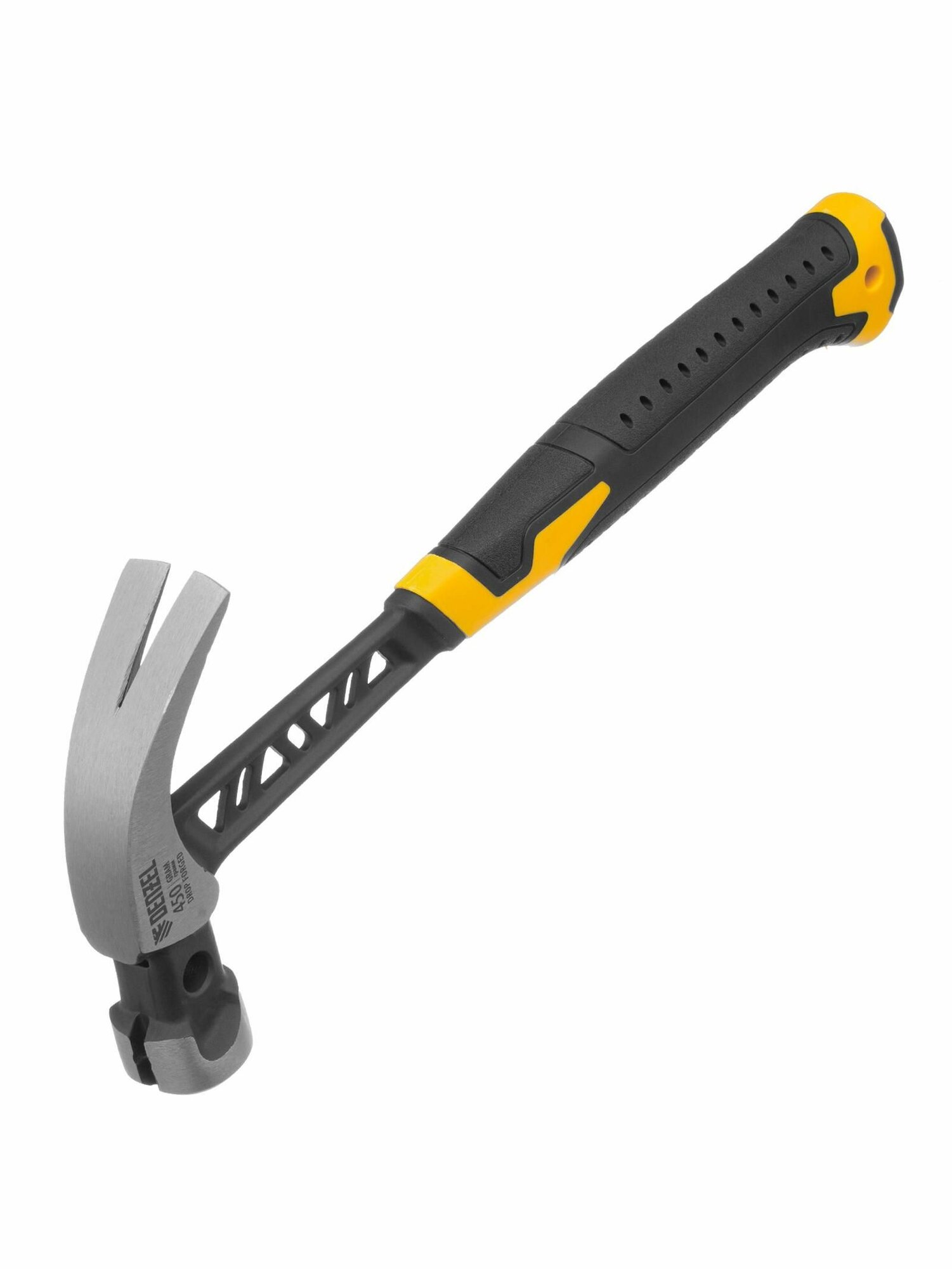 Молоток-гвоздодёр 450 г, цельнокованый, боек с магнитом, двухкомп. обрезин. рук-ка Denzel 10466