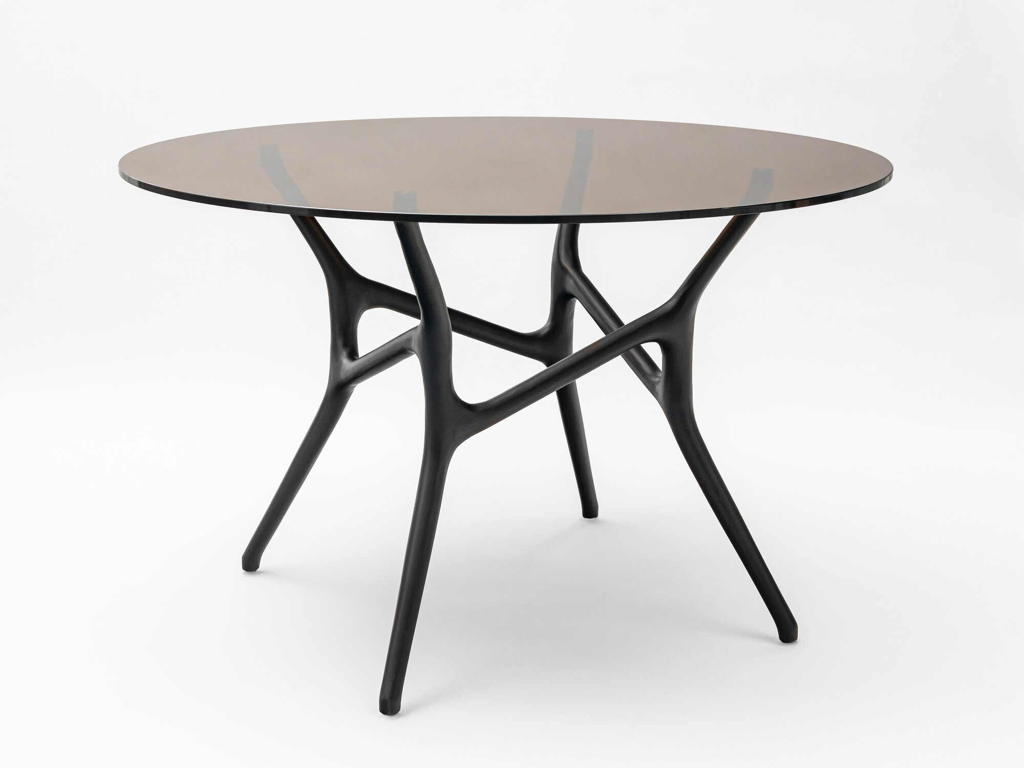 Стол обеденный круглый Ash, стеклянная столешница, 120 см, Основание - массив американского ясеня, Столешница - — фото 1