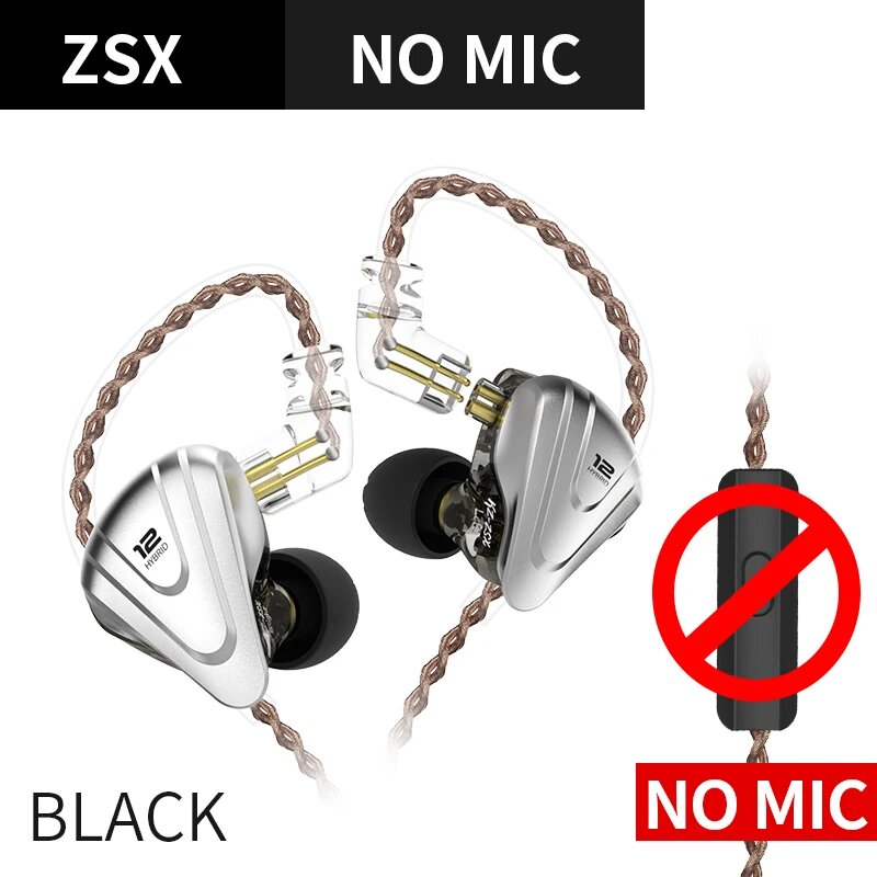 KZ ZSX Terminator Металлические наушники ZSX Black No Mic