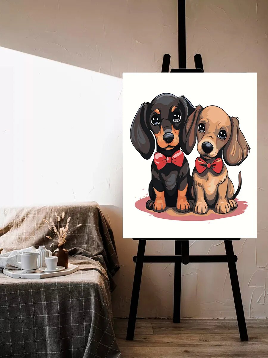 Картина по номерам Мультяшные Собачки Животные Любовь