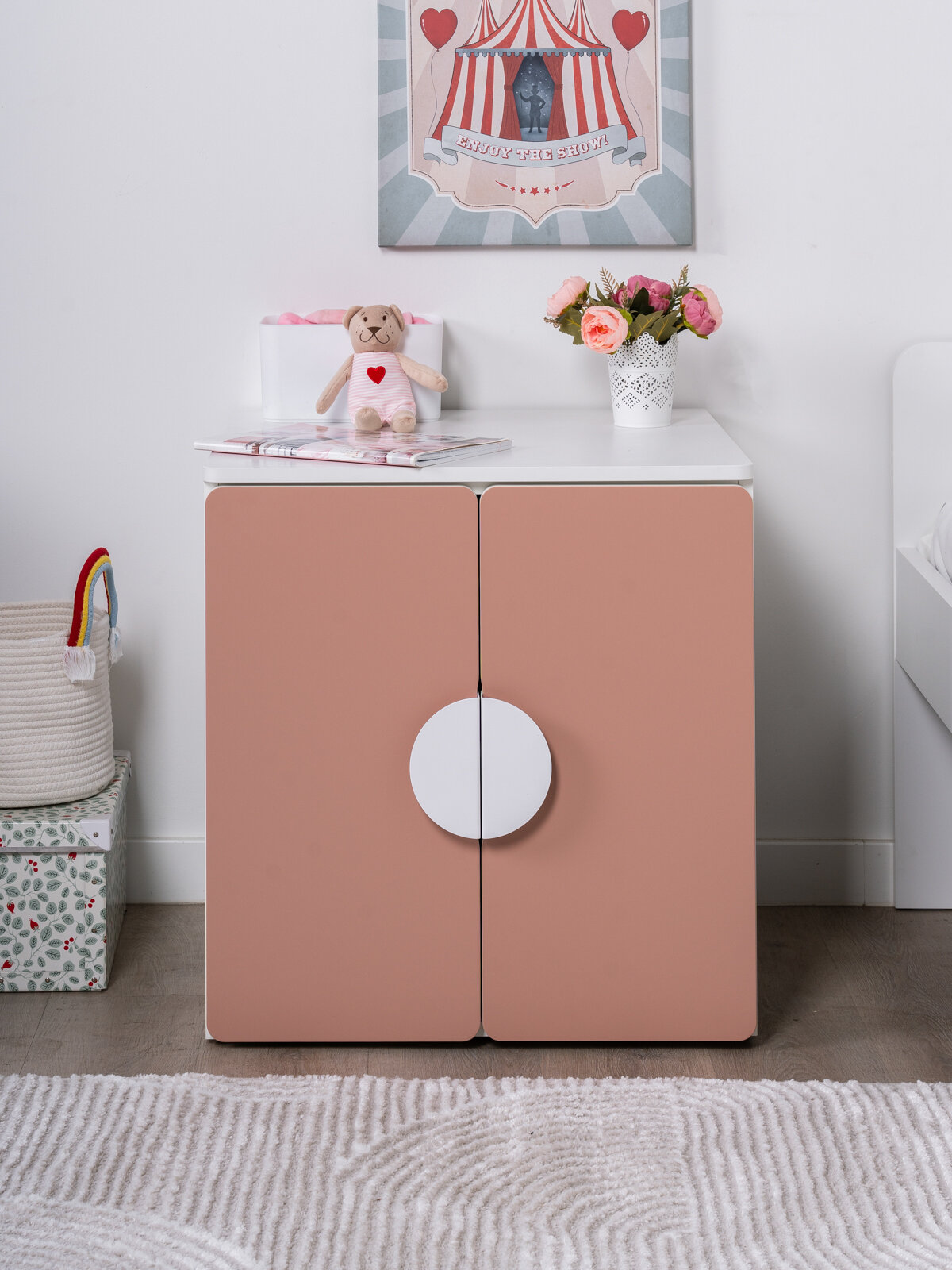 Распашной шкаф ГУД лакк Пикси, с двумя дверьми 60x57x60, розовый