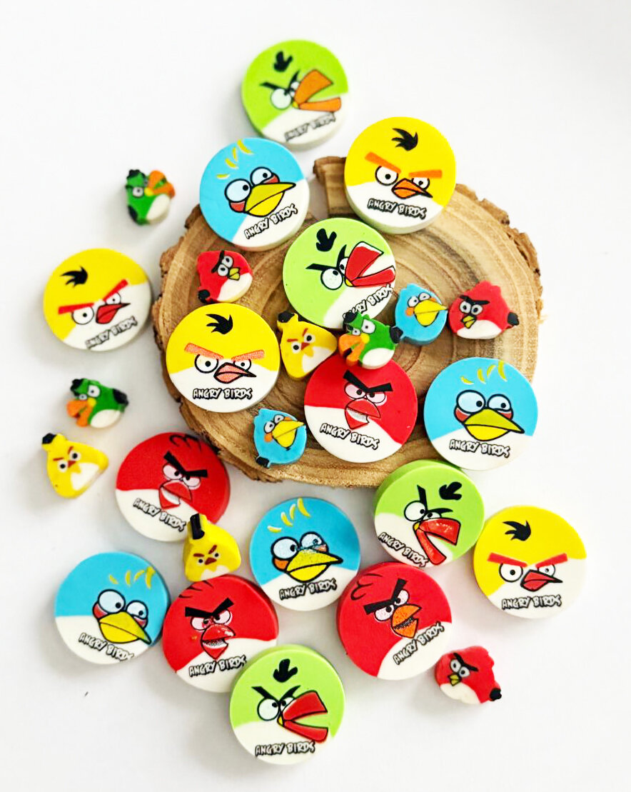 Набор - Резиновые ластики ANGRY BIRDS, размер: 2,5 и 1,5 см, 27 штук