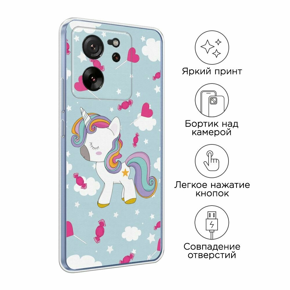 Чехол на Xiaomi 13T / Сяоми 13T с принтом "Сладкий единорожек" — фото 1