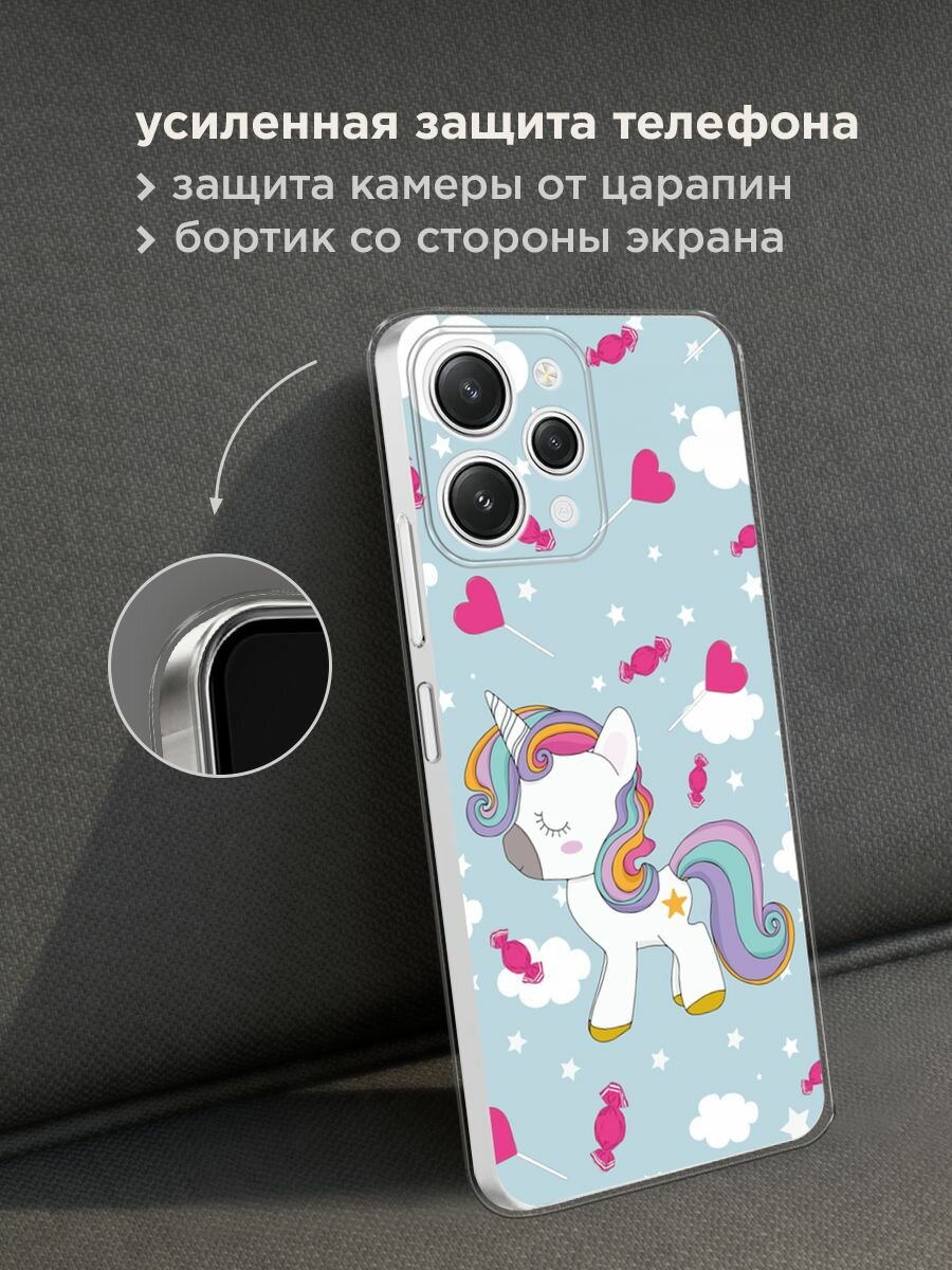Чехол на Xiaomi Redmi 12 / Сяоми Редми 12 с принтом "Сладкий единорожек" — фото 1