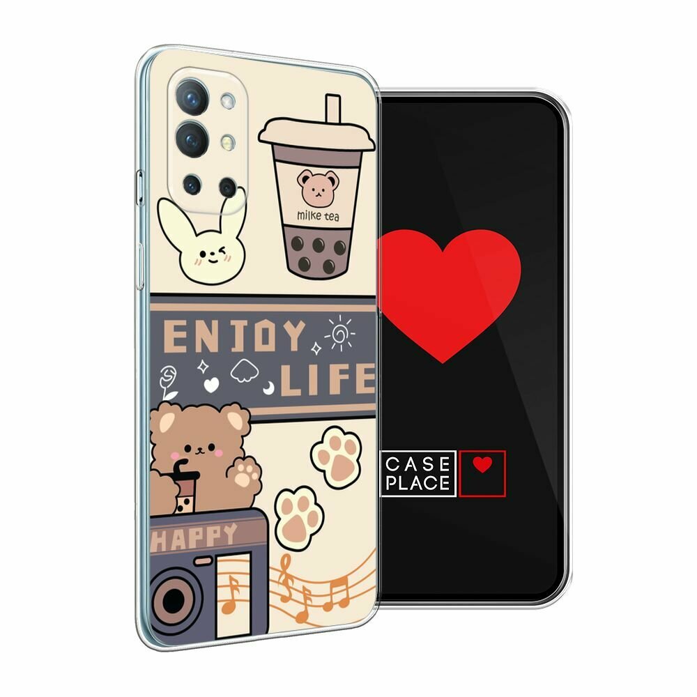 Силиконовый чехол на OnePlus 9R / ВанПлас 9R с принтом "Enjoy life 1" — фото 1