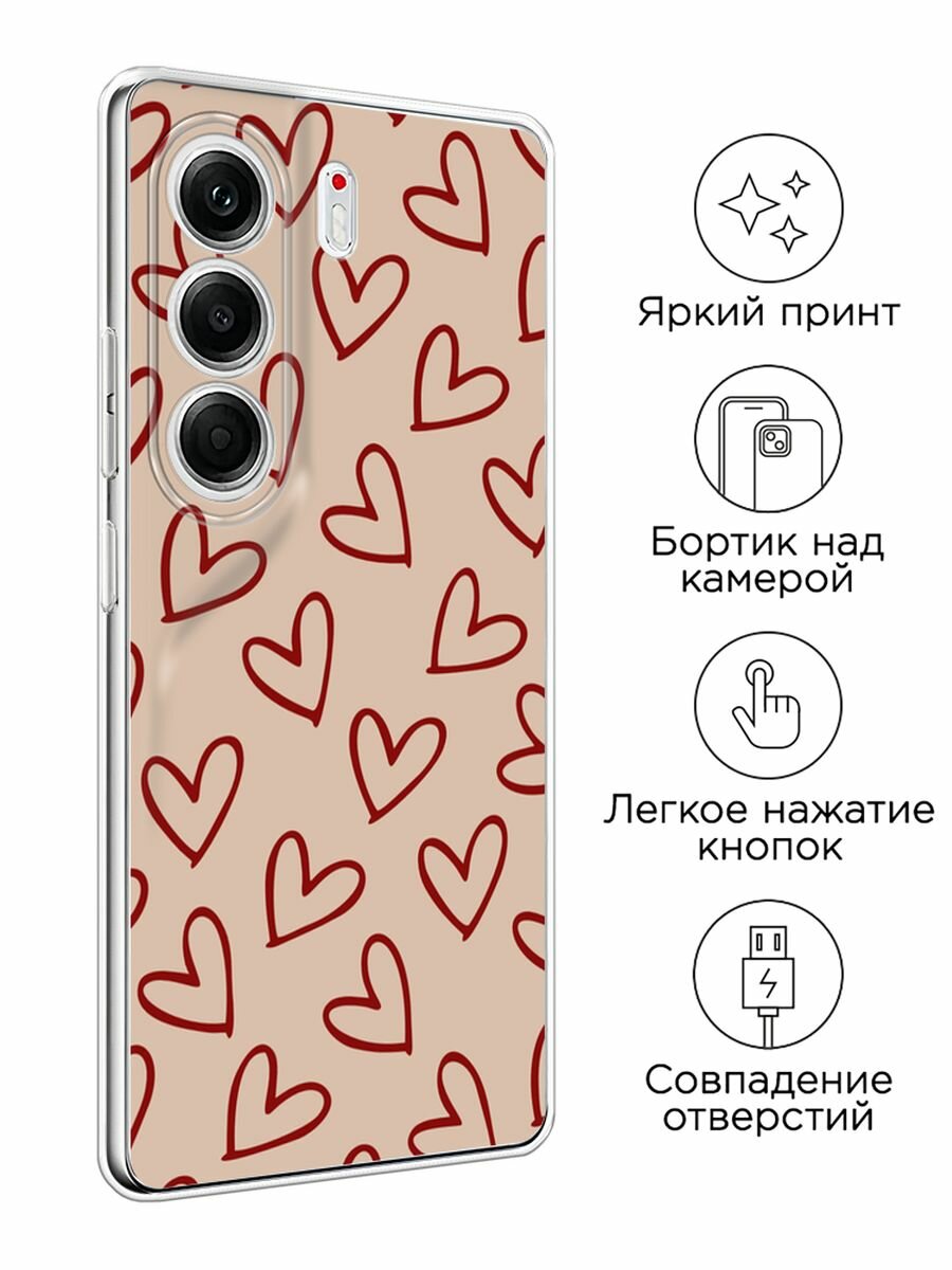 Чехол на Tecno Camon 40 Pro / Текно Камон 40 Про с принтом "Little hearts doodles 1 - 14 февраля" — фото 1