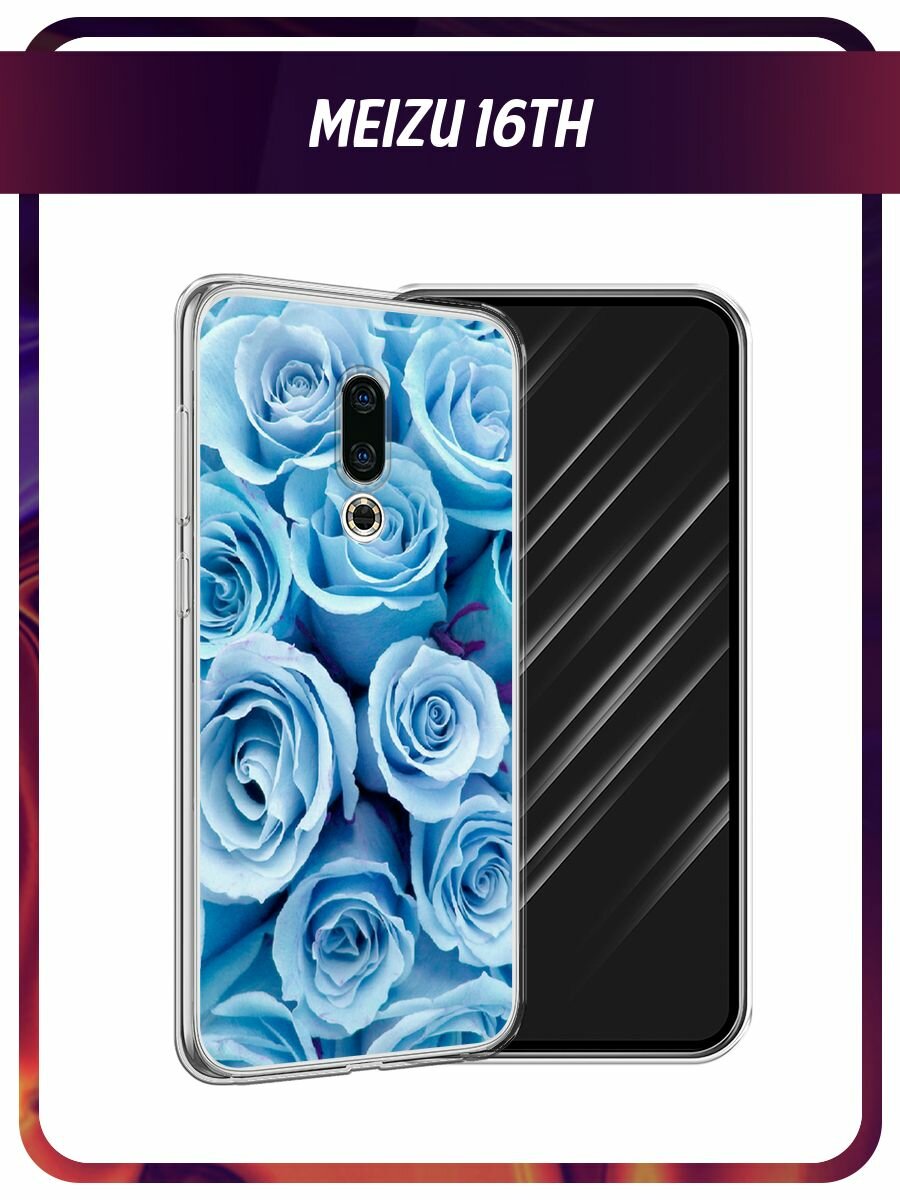 Силиконовый чехол на Meizu 16th / Мейзу 16th с принтом Лазурные розы