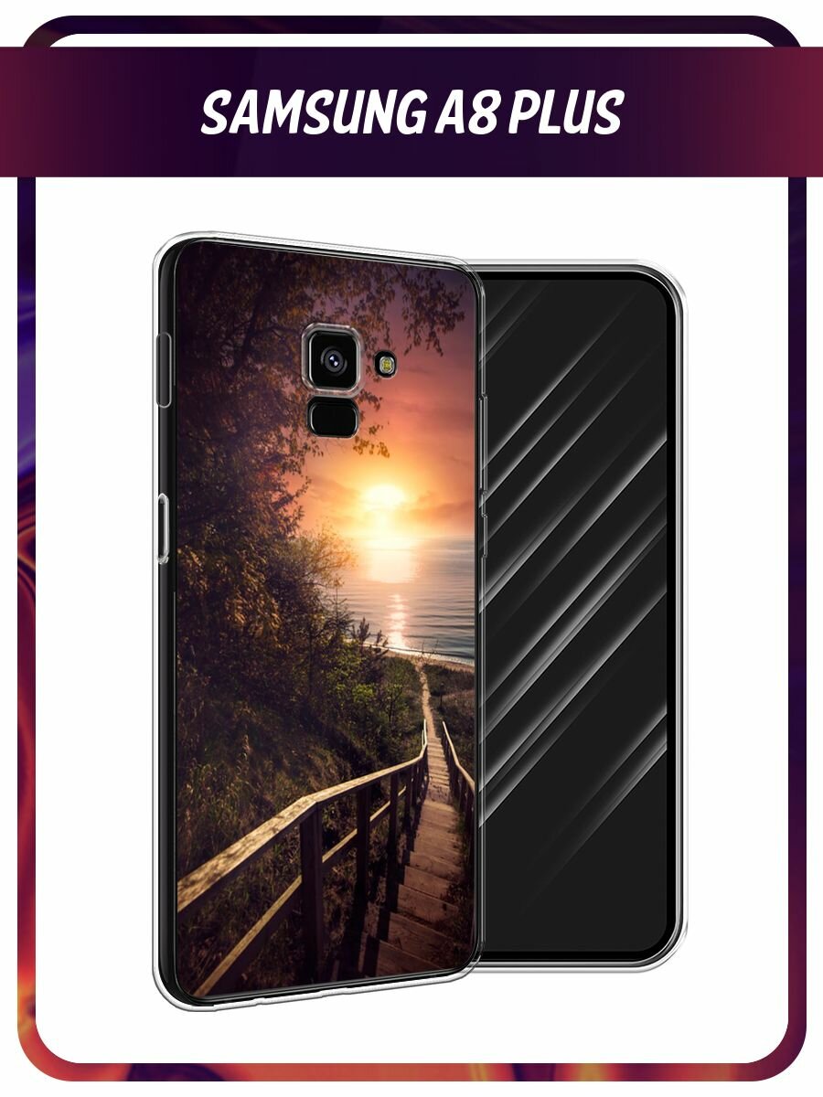 Чехол на Samsung Galaxy A8 + / Самсунг Галакси А8 Плюс 2018 с принтом "Мост у воды"