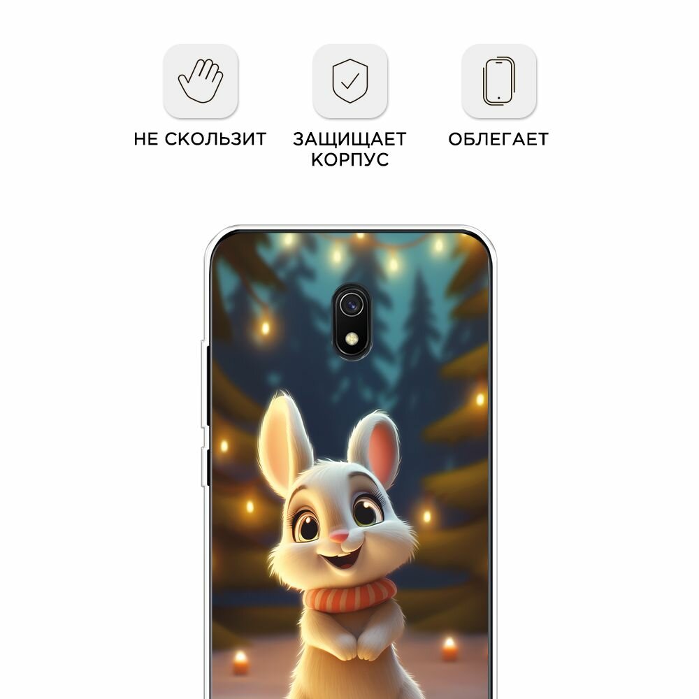 Чехол на Xiaomi Redmi 8A / Сяоми Редми 8А с принтом "Кролик среди свечей" — фото 1