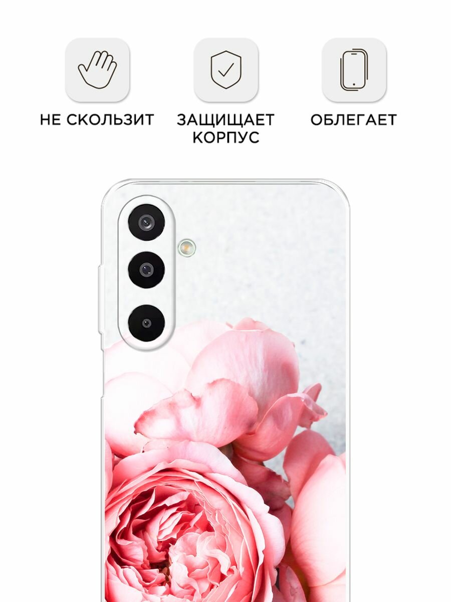 Чехол на Samsung Galaxy M16 / Самсунг Галакси М16 с принтом "Пионы на белом" — фото 1
