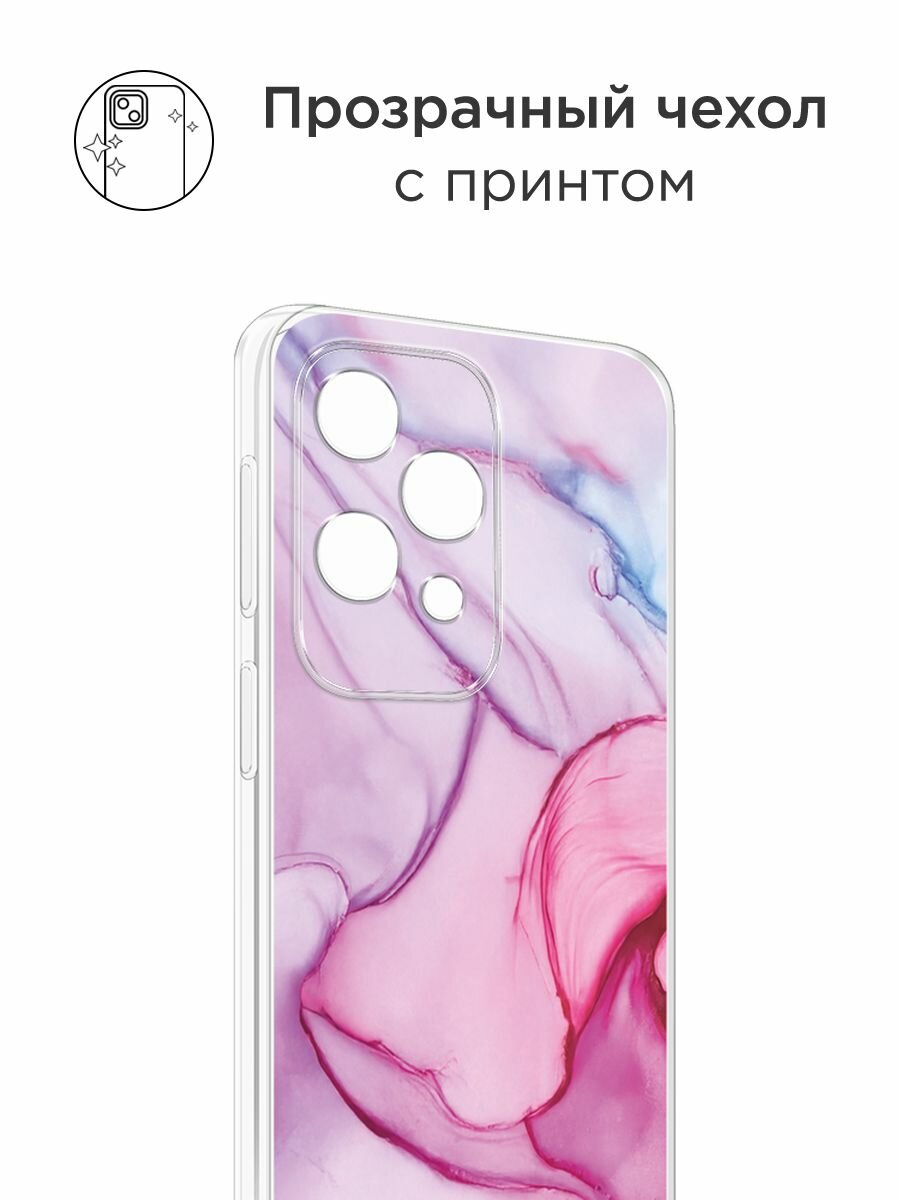 Чехол на Honor X6c / Хонор X6c с принтом "Розовые мраморные разводы" — фото 1
