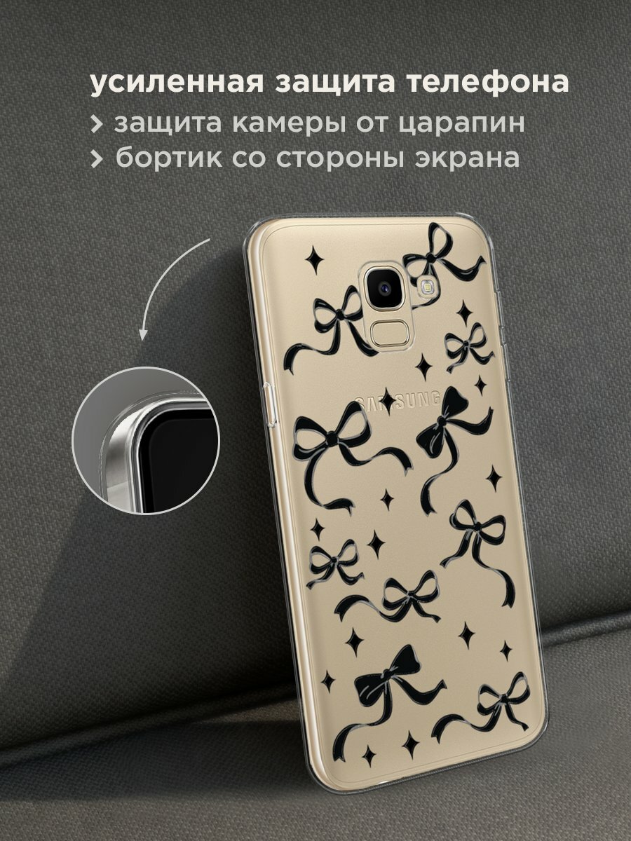 Чехол на Samsung Galaxy J6 2018 / Самсунг Галакси Джей 6 2018 с принтом "Милые чёрные бантики 4" — фото 1