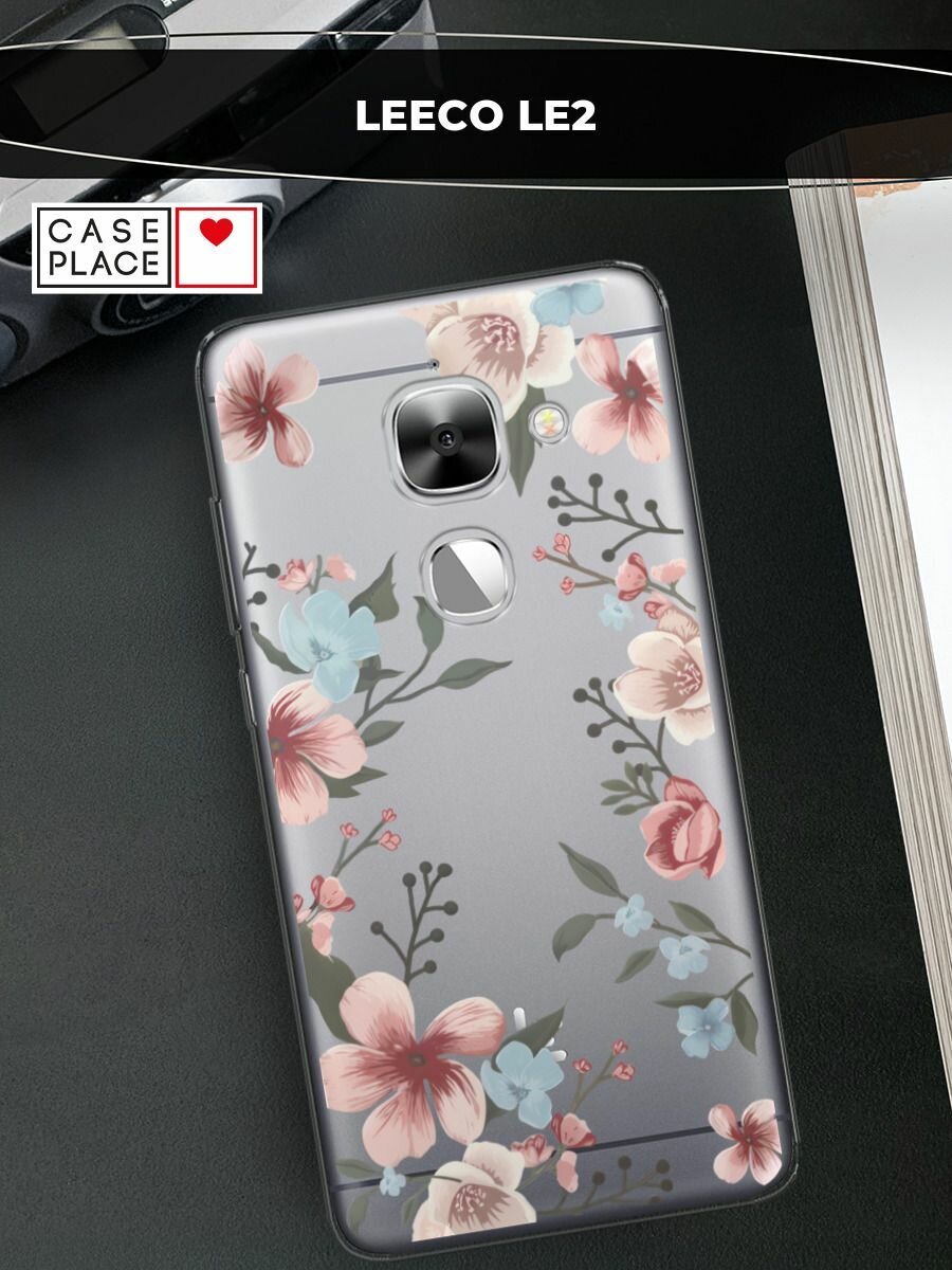 Чехол на LeEco Le 2/2 pro / Лееко Ле 2/2 про с принтом "Нежная рамка из цветов", прозрачный