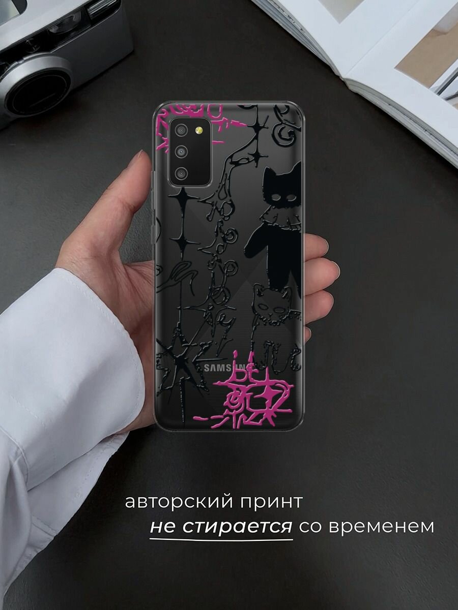 Чехол на Samsung Galaxy A02s / Самсунг Галакси A02s с принтом "Готические котики" — фото 1