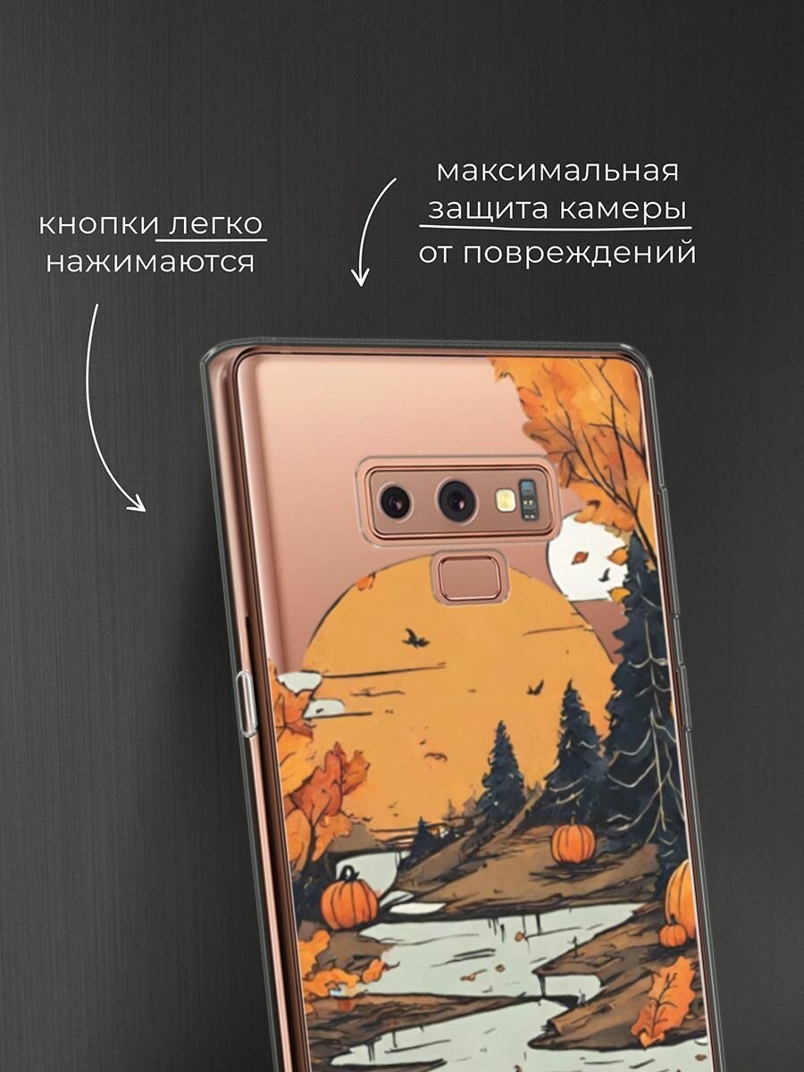 Чехол на Samsung Galaxy Note 9 / Самсунг Галакси Нот 9 с принтом "Осенний лесной уголок", прозрачный — фото 1