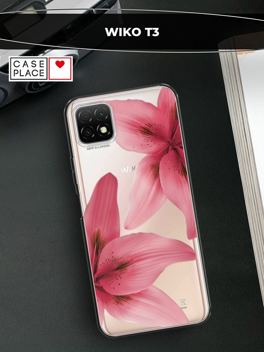 Чехол на Wiko T3 / Вико Т3 с принтом "Pink flower"