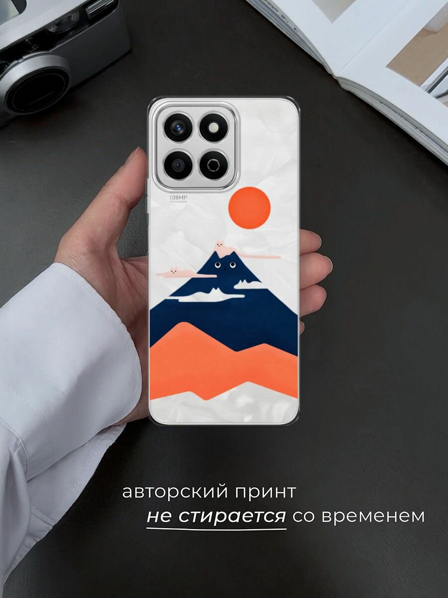 Чехол на Honor X7c / Хонор X7c с принтом "Кот-гора", прозрачный — фото 1
