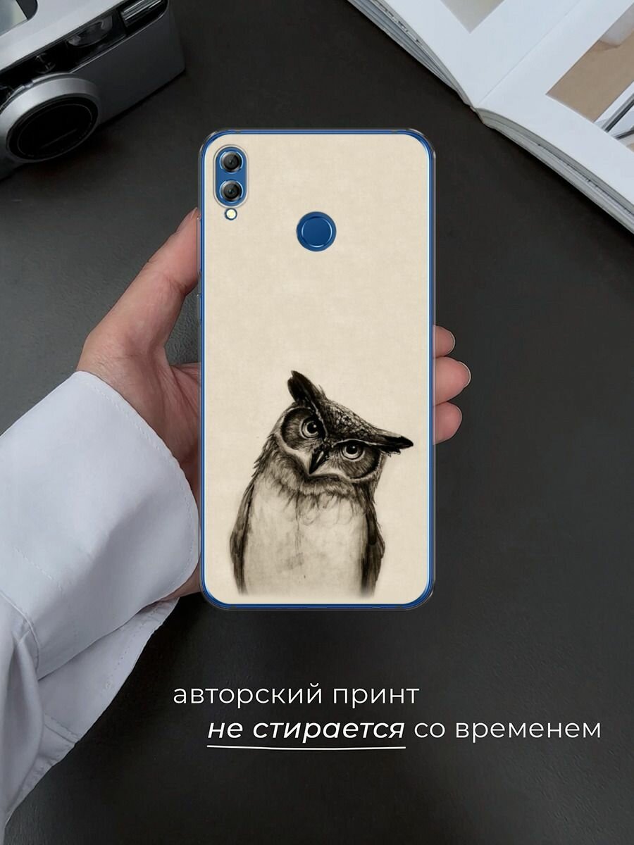 Силиконовый чехол на Honor 8X / Хонор 8Х с принтом "Сова" — фото 1