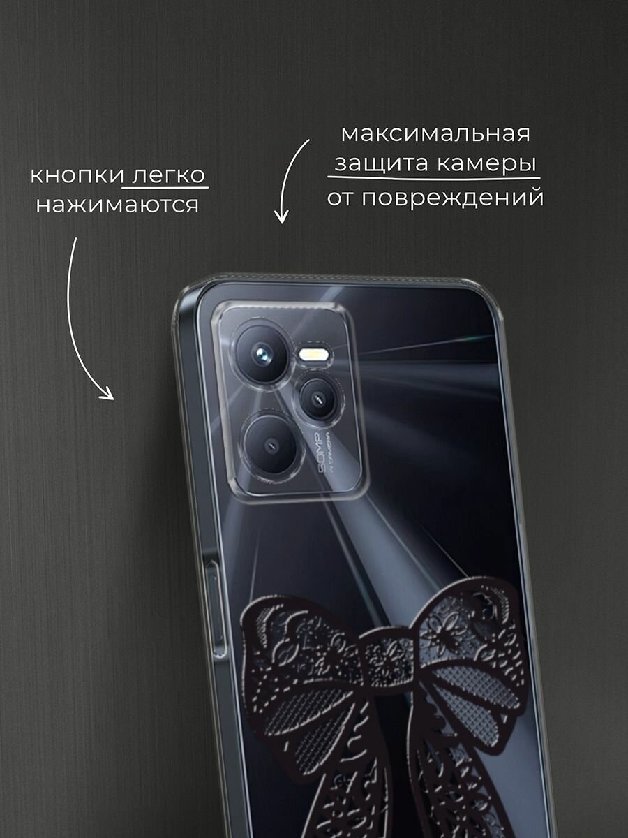 Чехол на Realme C35 / Реалми C35 с принтом "Черный сетчатый бант 2" — фото 1
