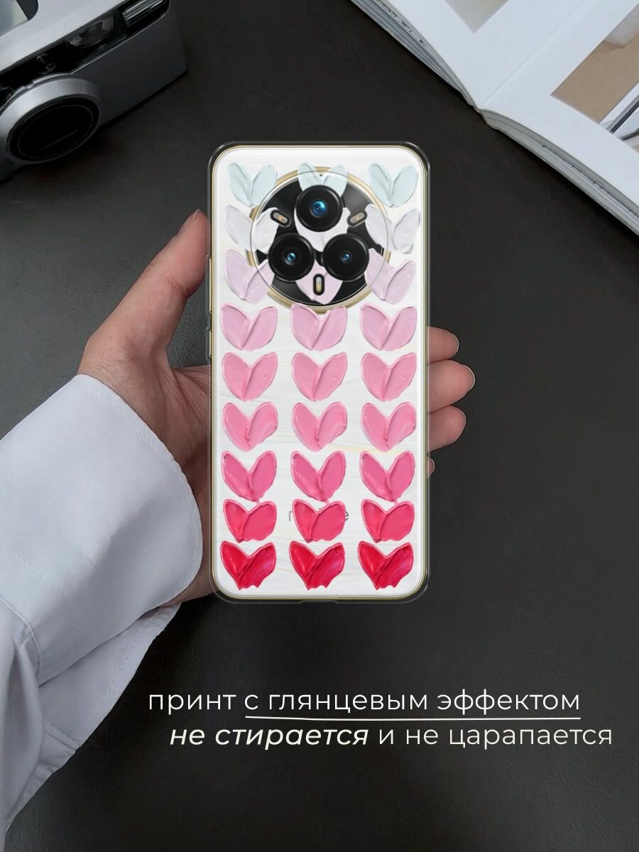 Чехол на Realme 14 Pro+ / Реалми 14 Про+ с принтом "Градиент из сердечек" — фото 1