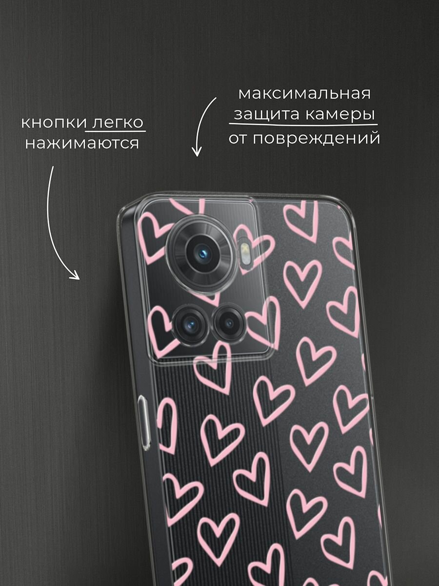 Чехол на OnePlus 10R/Ace / Ван Плас 10R/Ace с принтом "Сердца паттерн" — фото 1