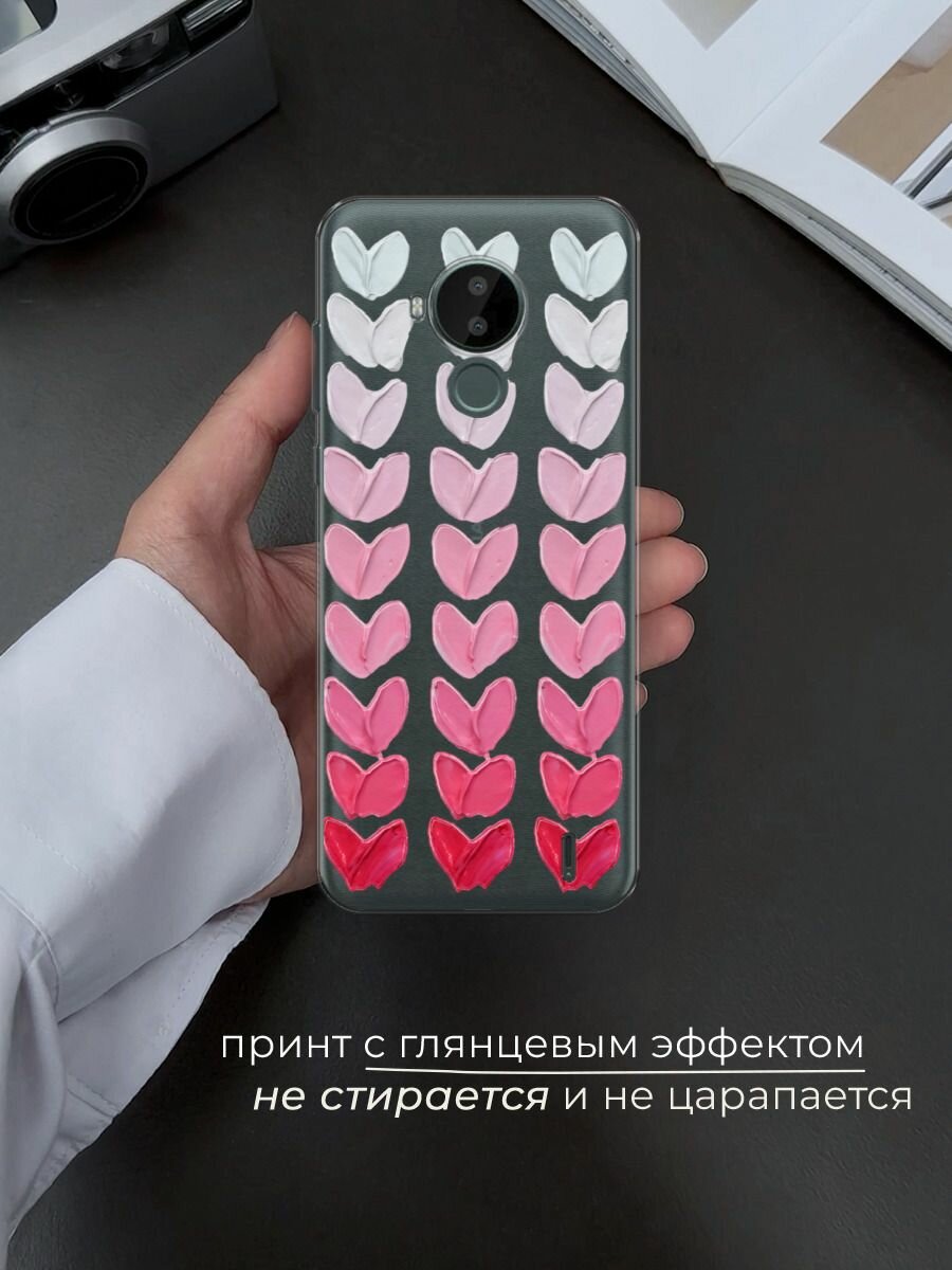 Чехол на Nokia C30 / Нокия C30 с принтом "Градиент из сердечек" — фото 1