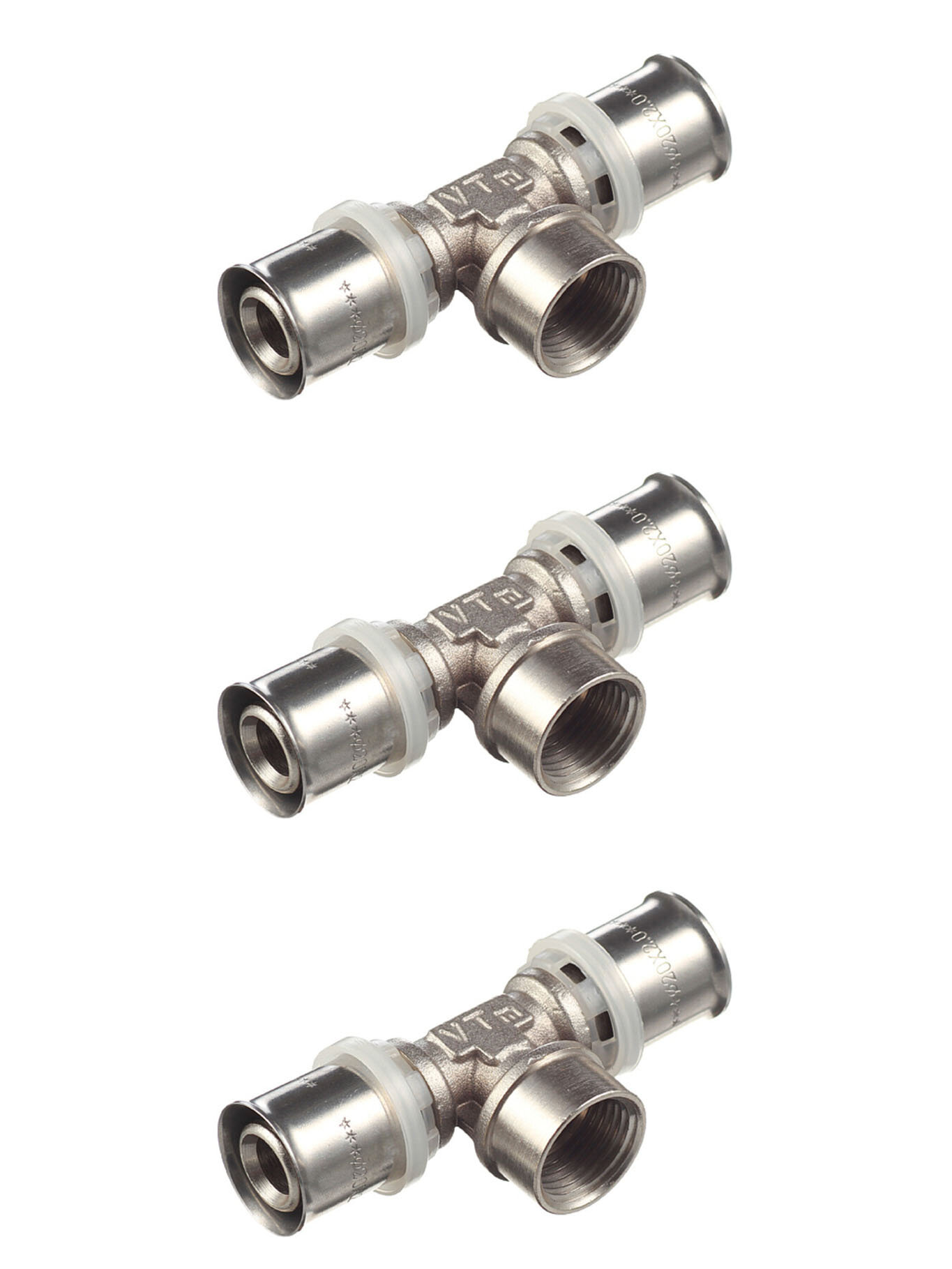 Тройник 20(пресс) х 1/2 ВР(г) х 20(пресс) (3 шт.)