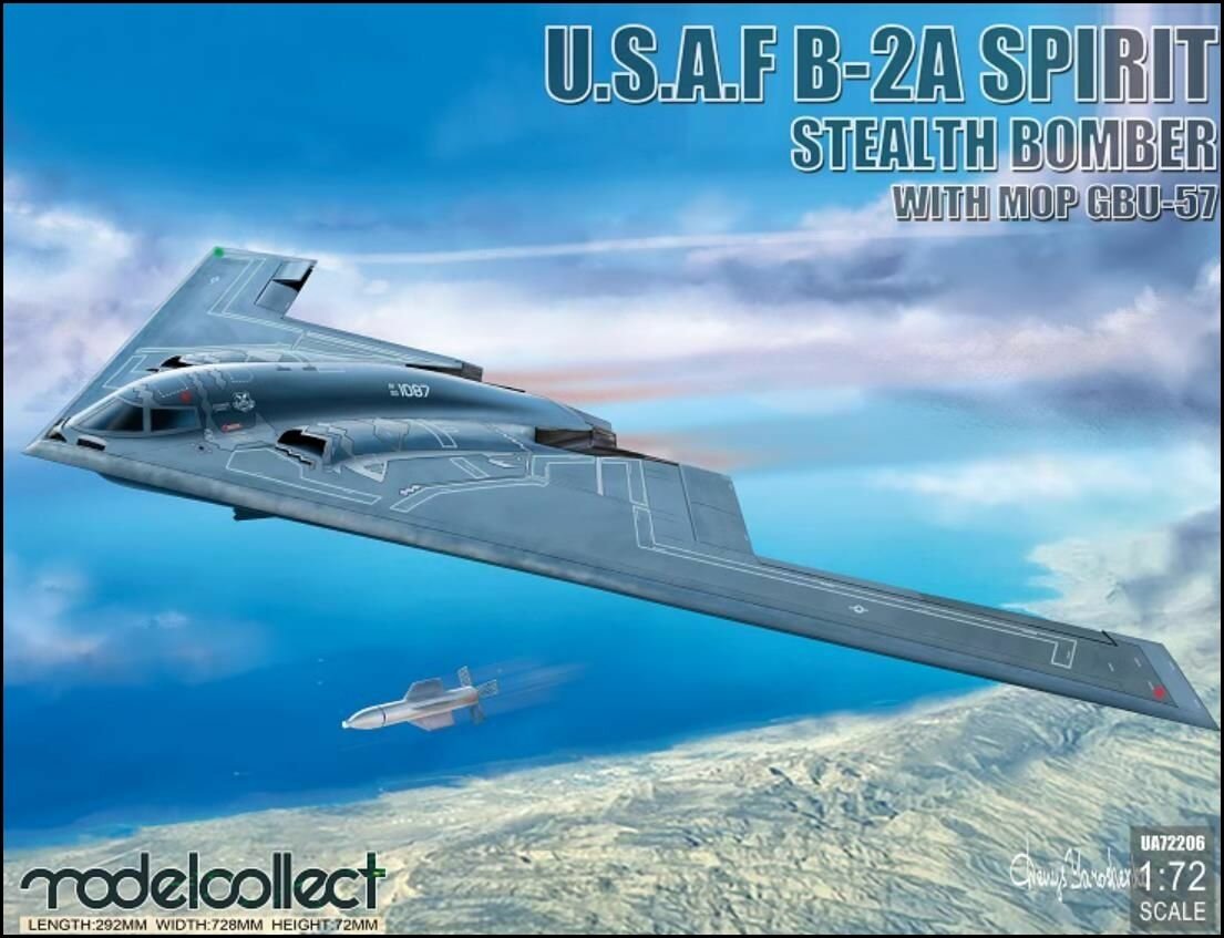 Сборная модель бестселлера Collect 72206 1 72 бомбардировщика B 2A Spirit USAF с вооружением GBU 57