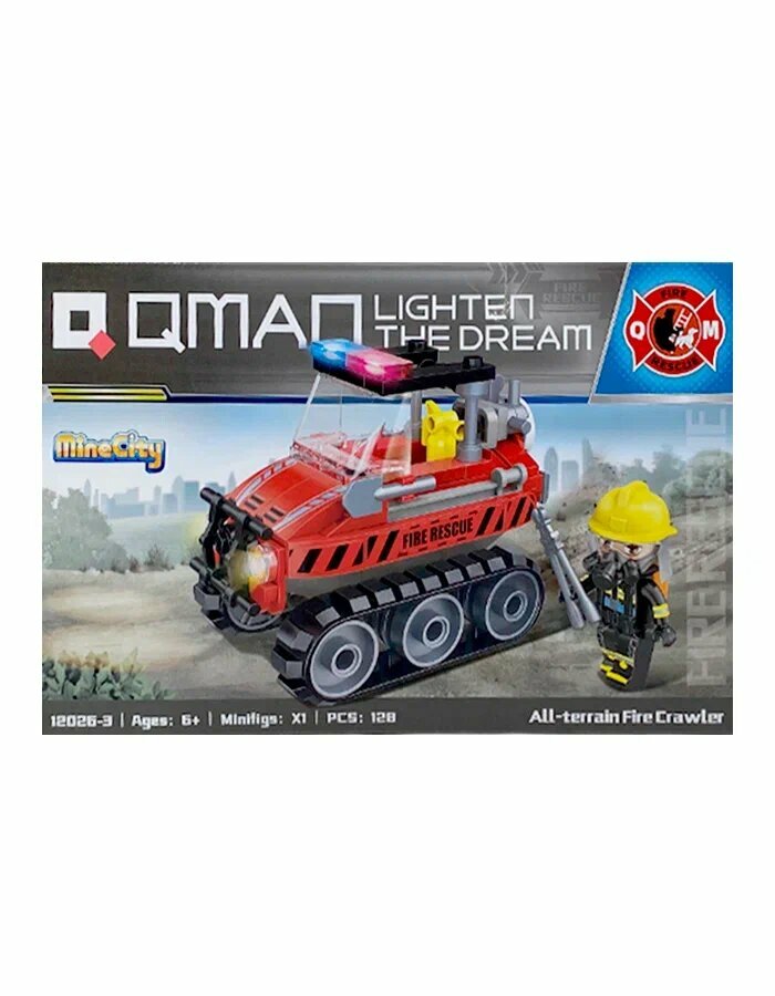 Конструктор Qman Пожарно спасательный вездеход 128 дет 6+ 12026-3
