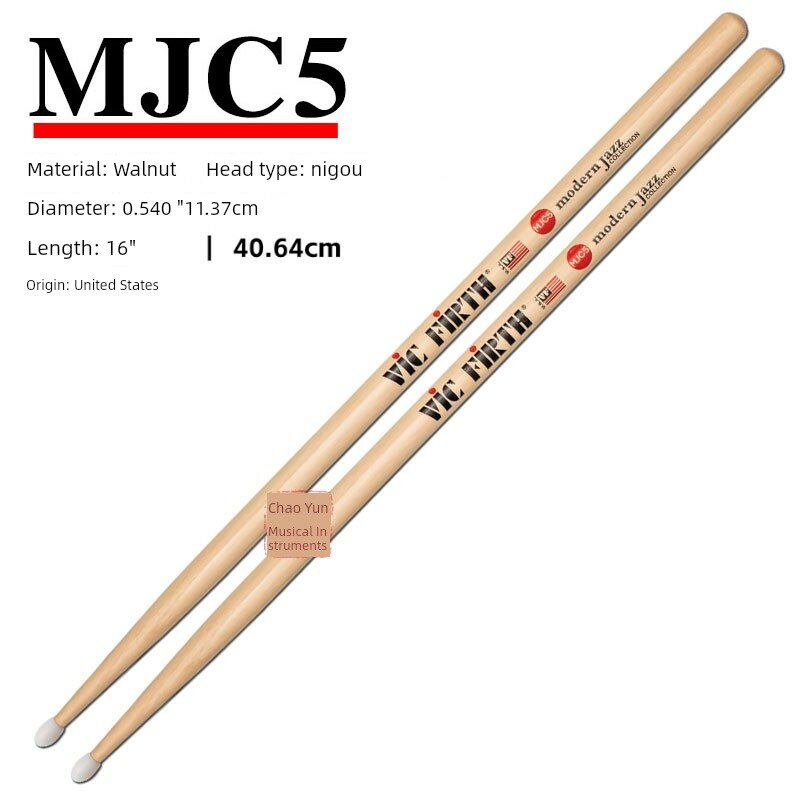 Американские барабанные палочки Vic Firth MJC4, серия JAZZ, для джазовых барабанов, с маленькой круглой головкой, из