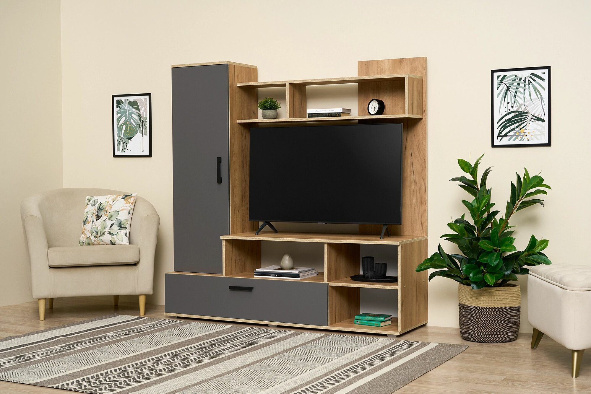 Гостиная Мини (Графит, Дуб Крафт)