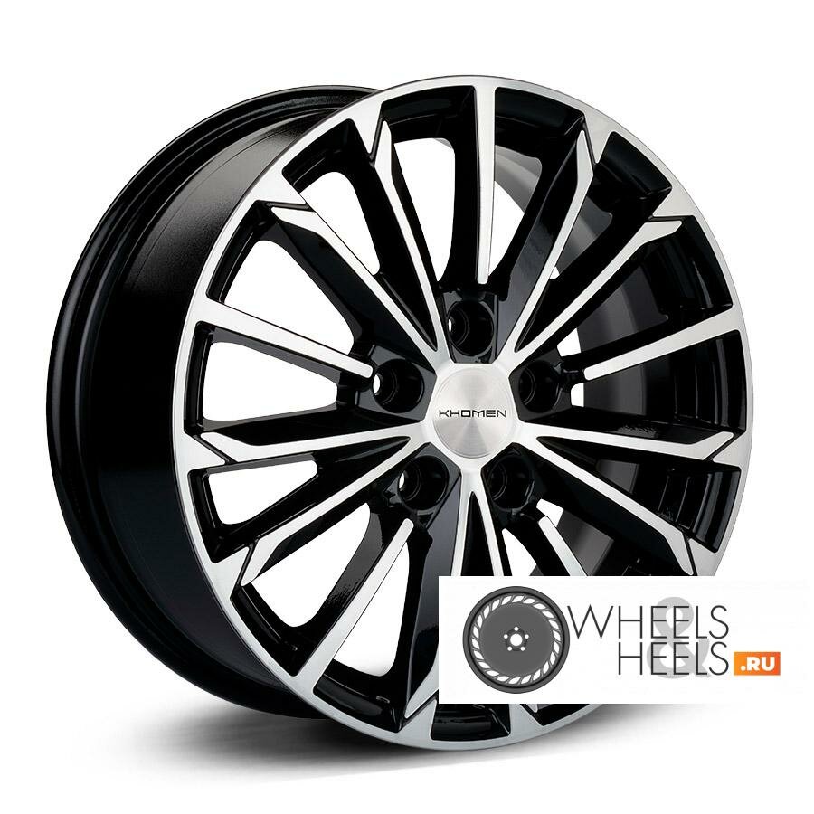 Диск автомобильный литой KHOMEN WHEELS 1611 16x6.5 5x112 et39.5 dia66.6 Черный с полированной лицевой поверхностью