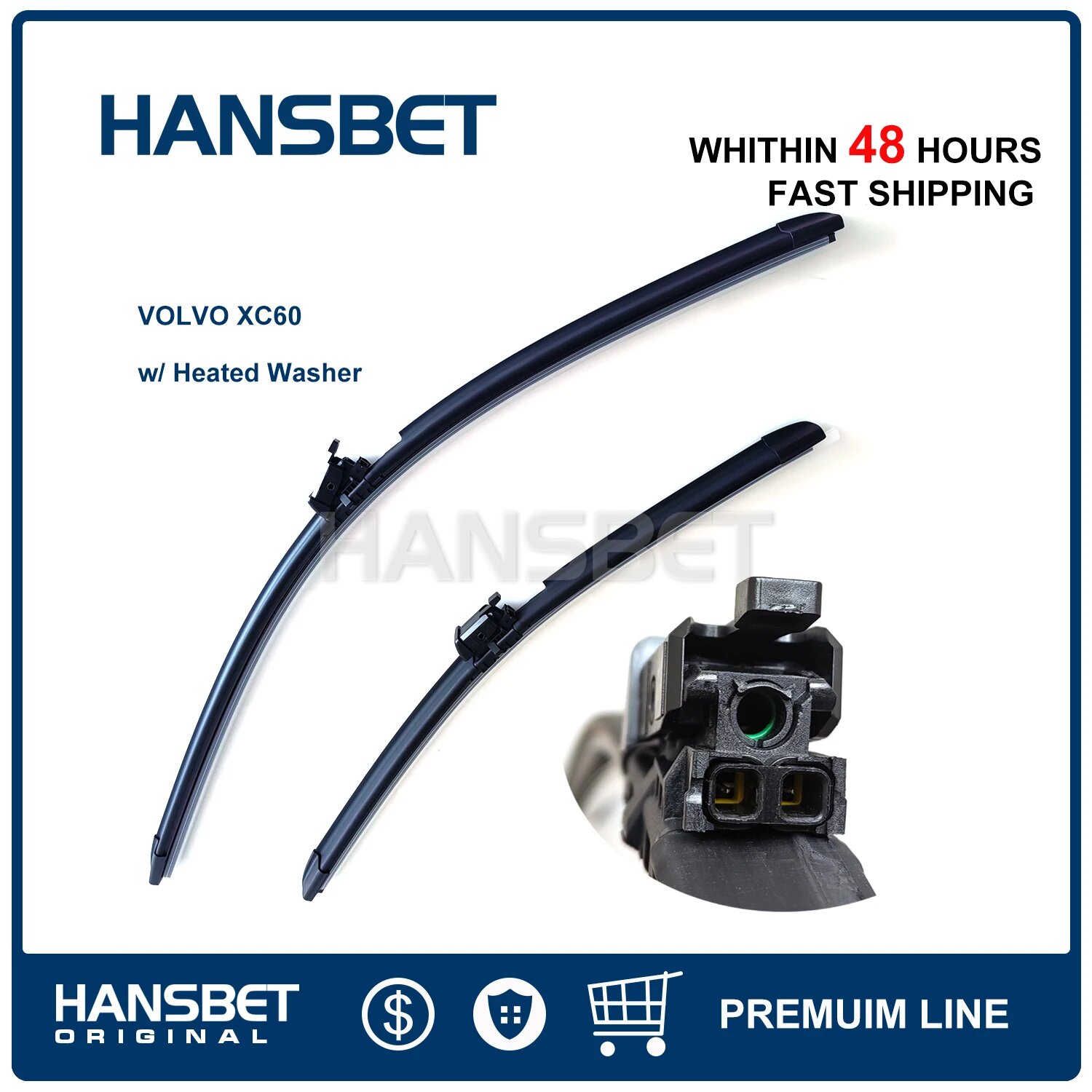 Комплект щеток стеклоочистителя переднего окна с подогревом шайбы для VOLVO XC60 2018 2019 2023, LHD 31689264 HANSBET