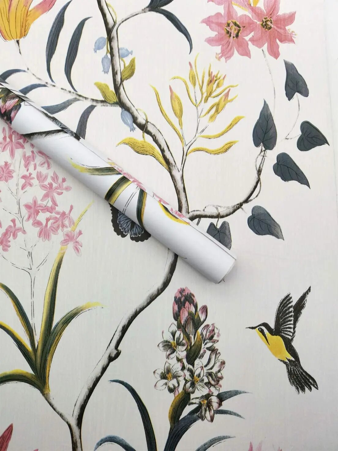 Meihodan Самоклеящиеся виниловые обои с цветами и птицами 5mx45cm