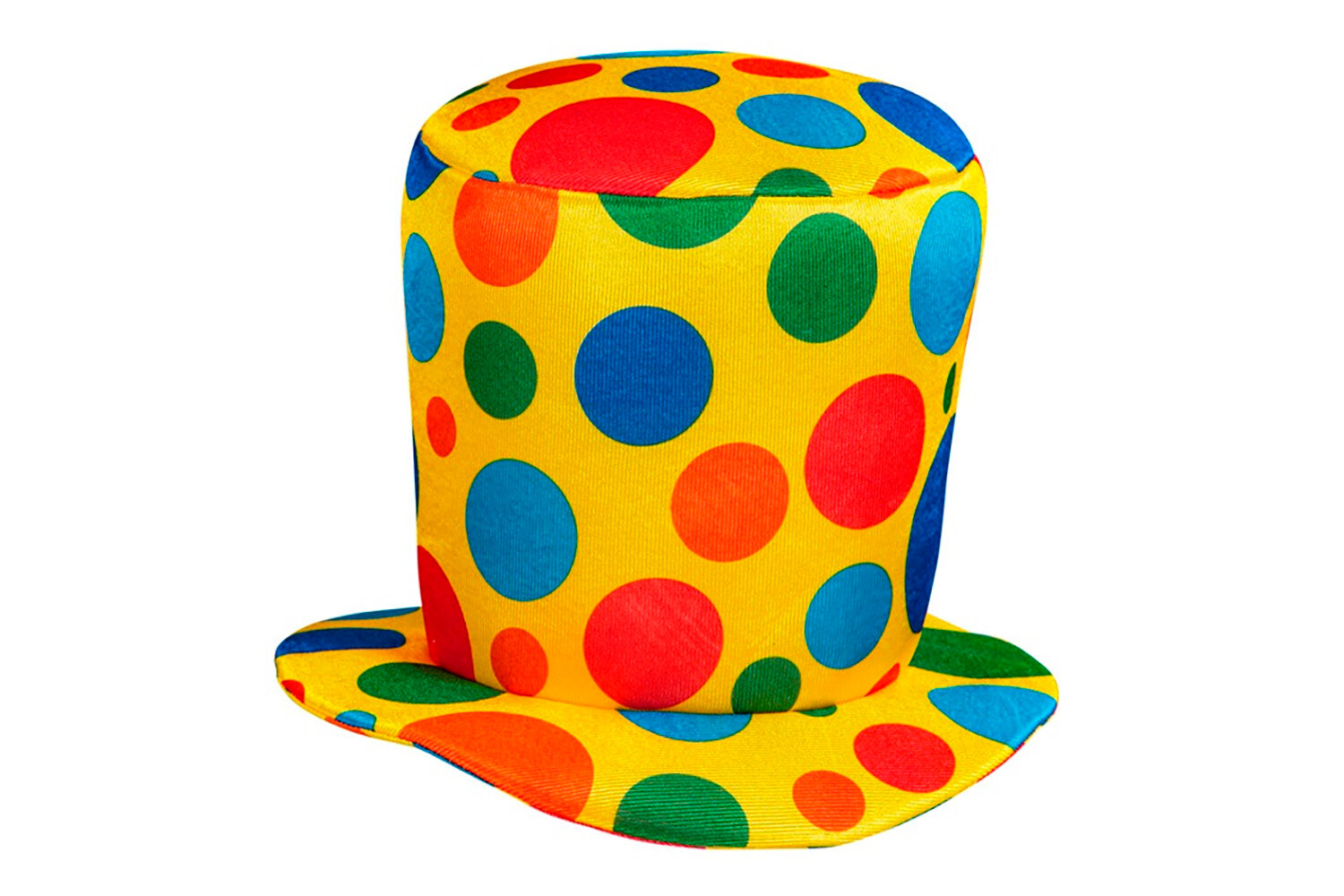 Цилиндр Клоунский высокий, мягкий, желтый, красный, синий полиэстер, размер 56