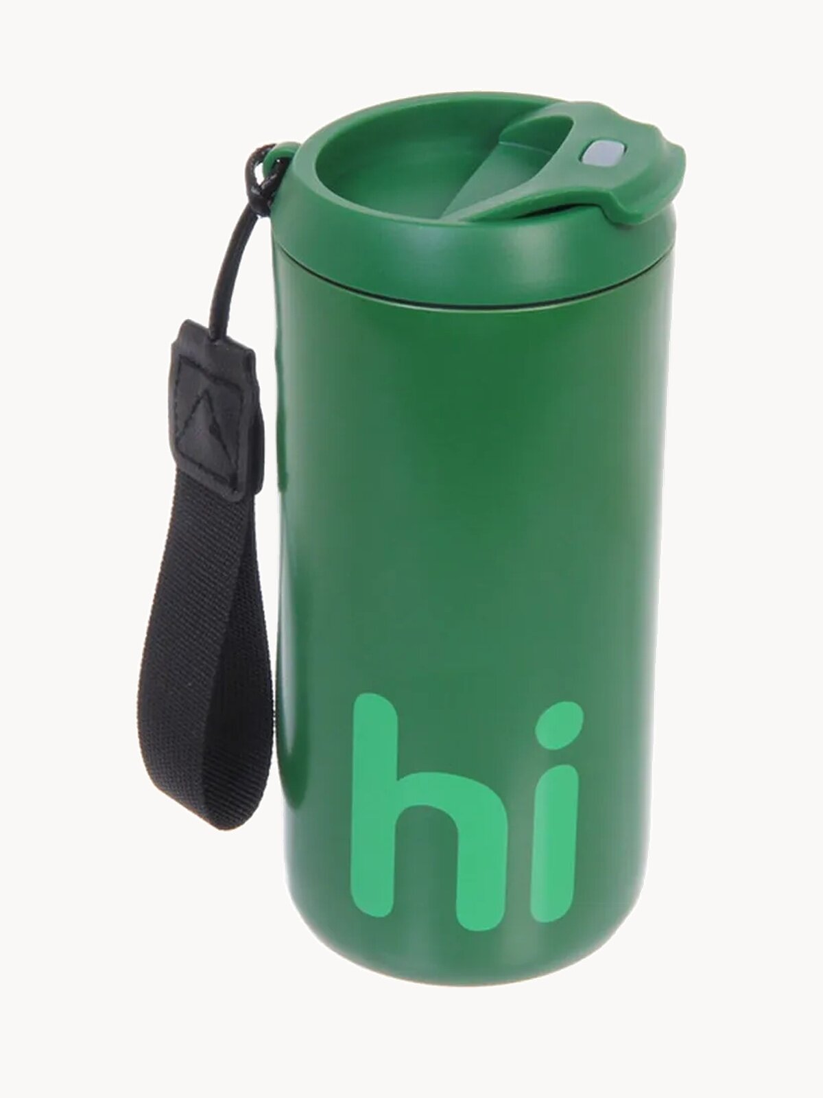 Термокружка "HI", нержавеющая сталь, 500 мл, зеленая, непроливайка, кнопка-клапан, вакуумная