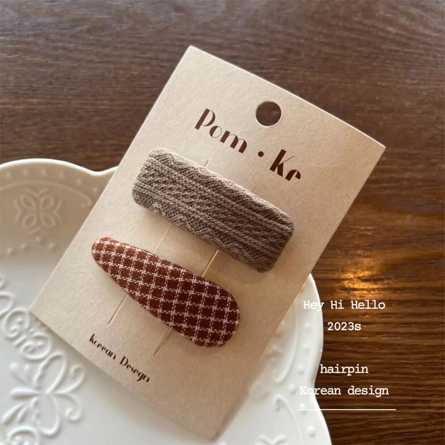 Заколка для волос Pom·ke, Square coffee, Korean design