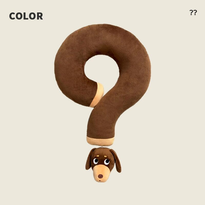 Милая подушка для таксы, U-образная подушка, подушка для шеи с вопросительным знаком, мягкая игрушка, забавная кукла,