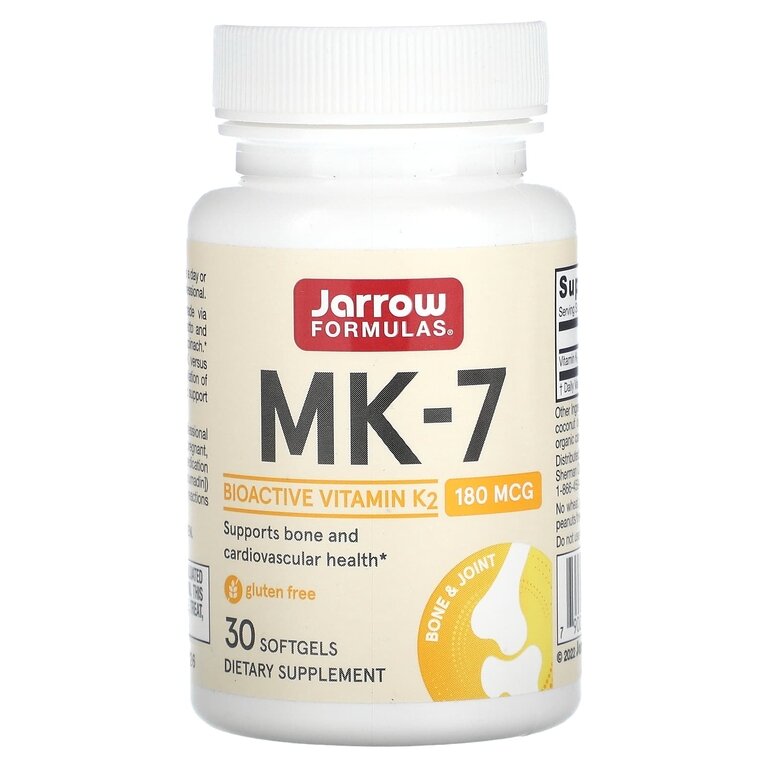 Jarrow Formulas MK-7 Most active form of vitamin K2 (МК-7 самая активная форма витамина K2) 180 мкг 30 капсул (Jarrow Formulas)