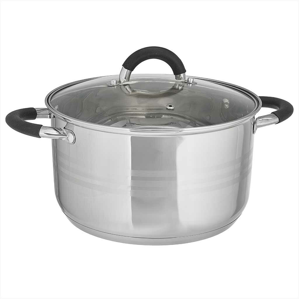 Кастрюля Webber BE-198/2 из нержавеющей стали со стеклянной крышкой, 5 л