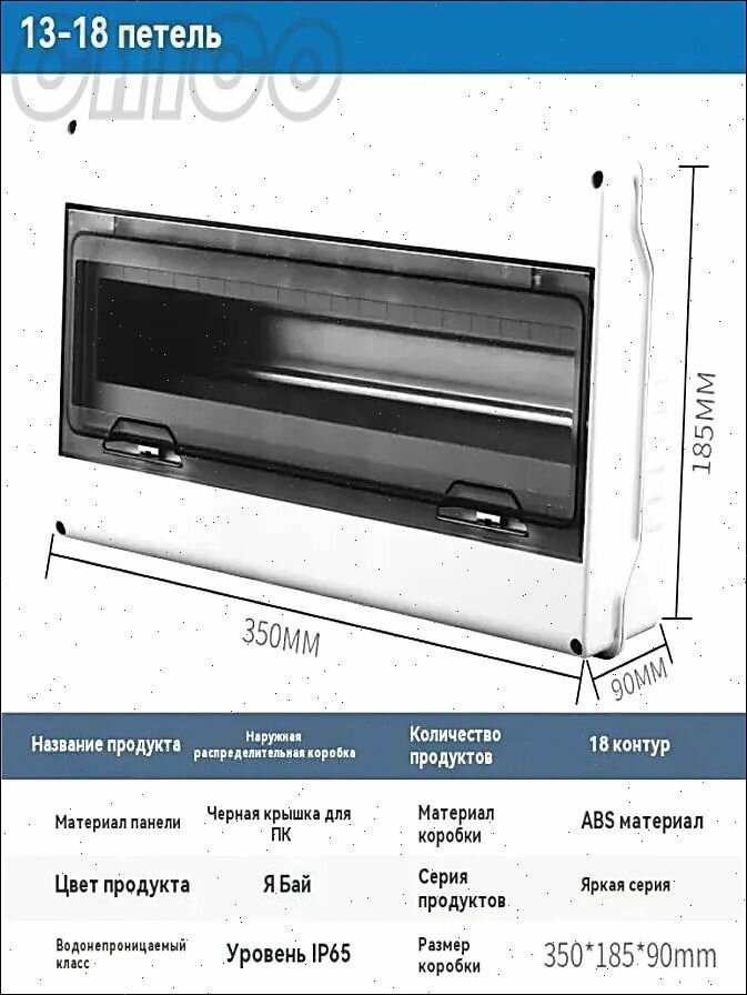 Бокс/ щиток электрический пластиковый для автоматов, щит распределительный навесной 18 модулей 65IP