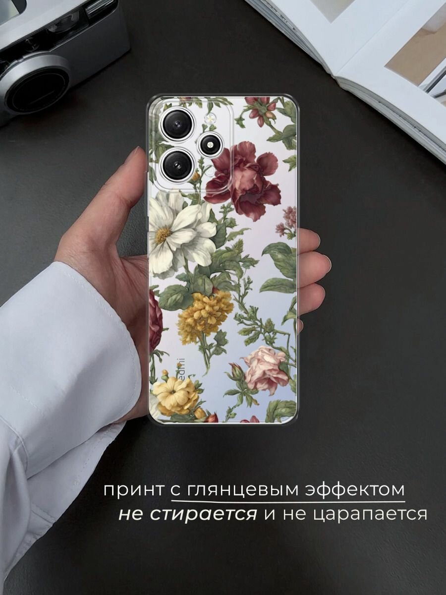 Чехол на Xiaomi Redmi 12 / Сяоми Редми 12 с принтом Акварельные цветы 2 — фото 1
