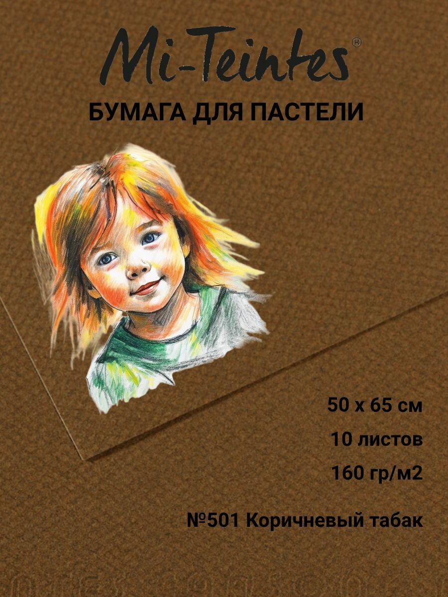 CANSON Mi-Teintes бумага для пастели 160 г/м2, 10 листов 50 х 65 см, №501 Коричневый табак C31033S122