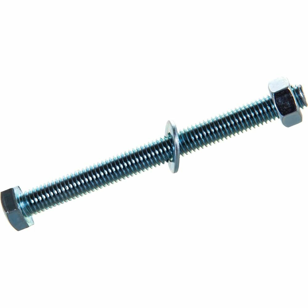 Болт Tech-Krep/Zitar DIN933 с шестигранной головкой, оцинкованный М8х90 + гайка + шайба 2 шт - пакет 130189