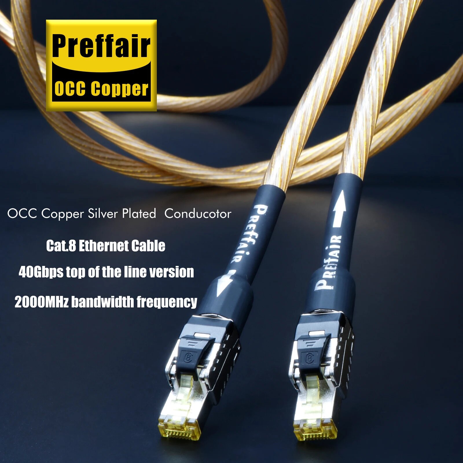 Ethernet кабель Cat8 OCC Silver, 3m RJ45