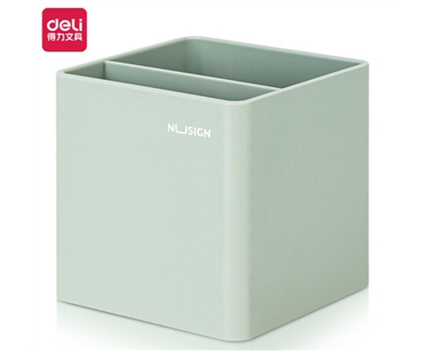 Подставка для канцелярии пластик 2отд. зеленый NuSign DELI NS011 шт